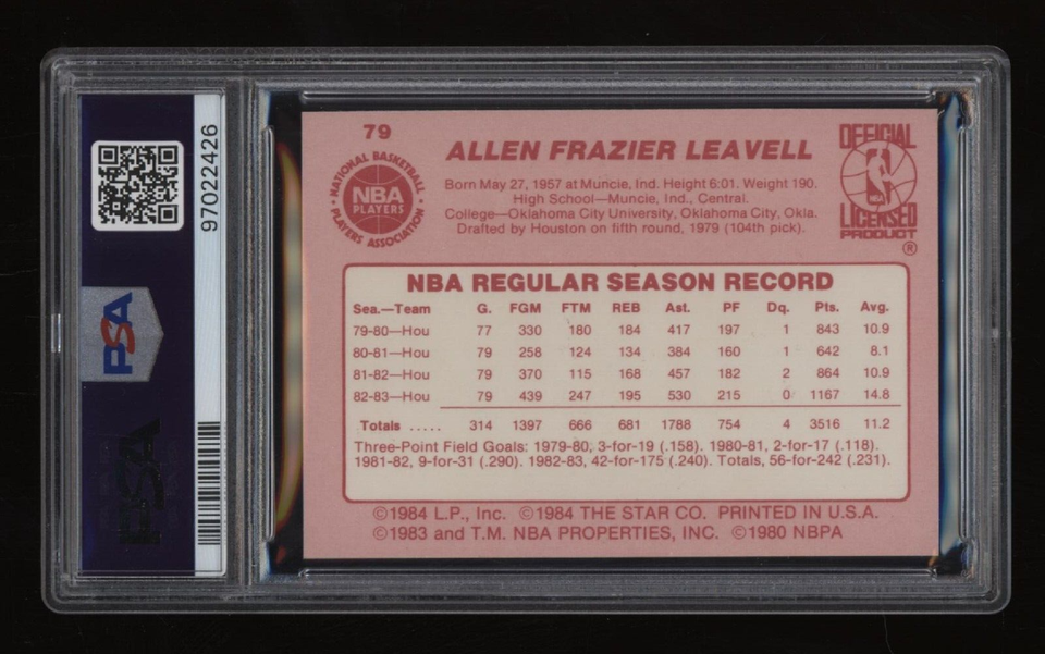 1983-84 Allen Leavell PSA 7 Star Basketball #79 *NICE* Low POP2 Only 7 ...