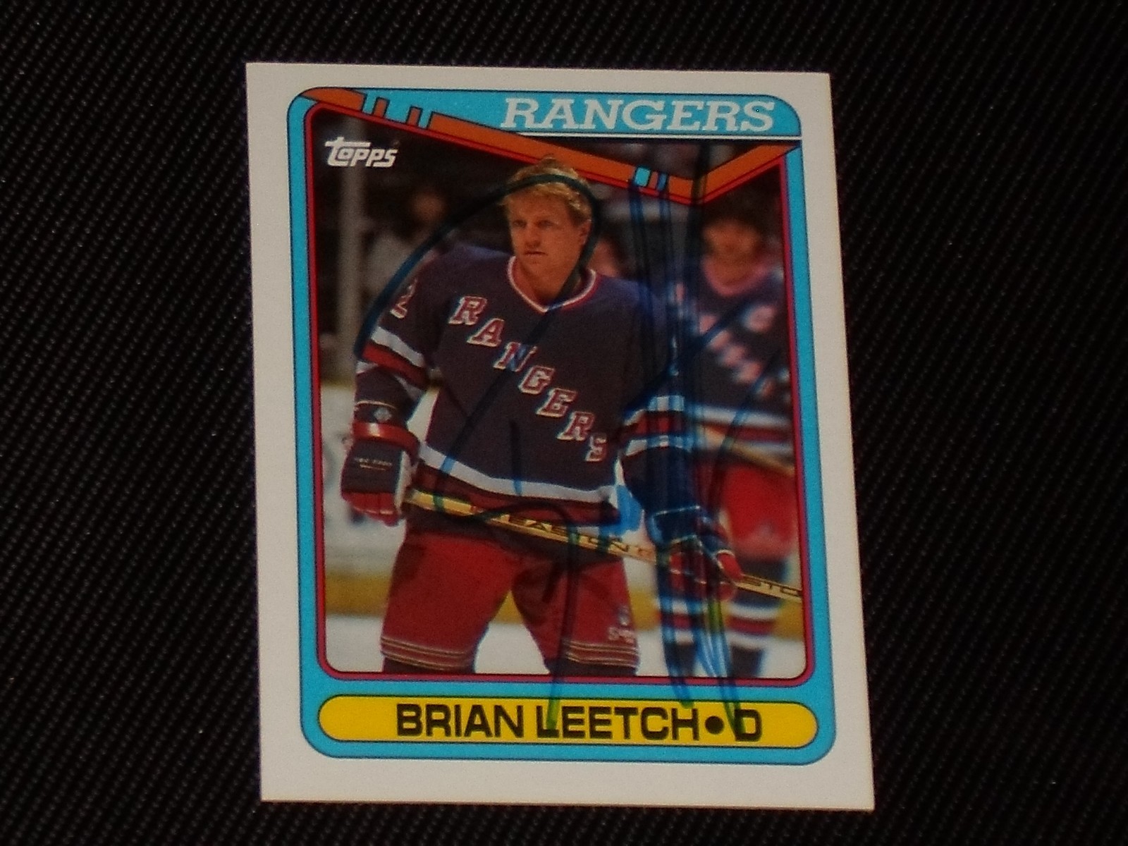 HOF BRIAN LEETCH 1990-91 TOPPS SIGNED AUTOGRAPHED CARD #221 NEW YORK ...