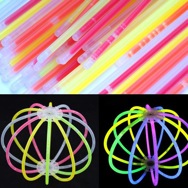 100Pcs 7 Color Glow Sticks Light Sticks Shinning Fluorescence Light ...