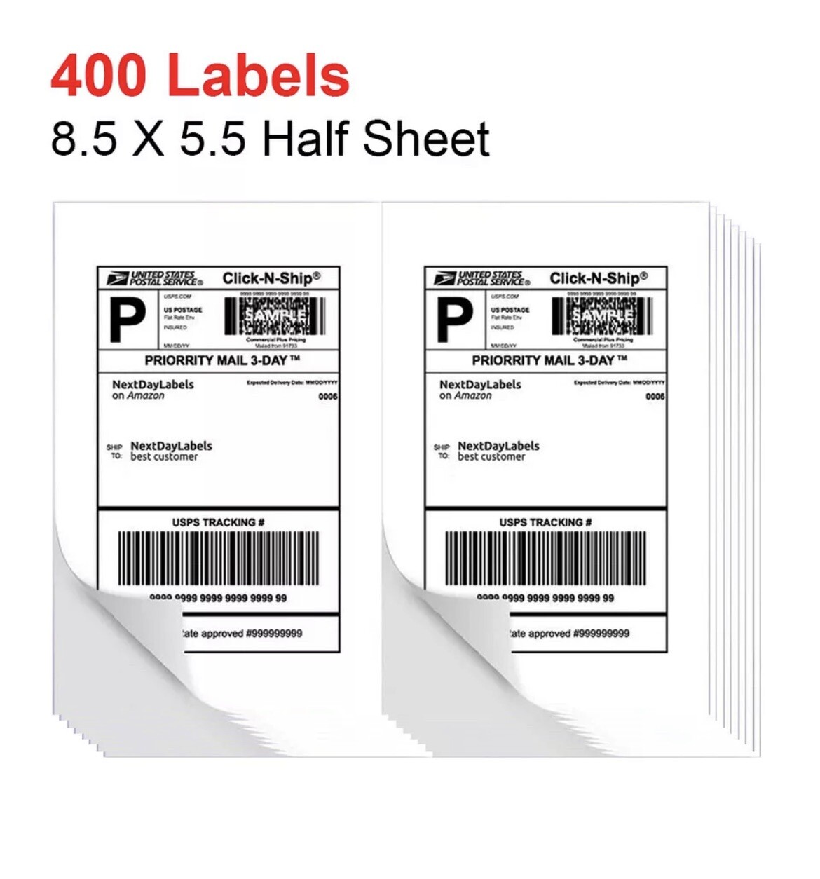 400 Shipping Labels 8.5x5.5 Rounded Corner Self Adhesive 2 Per Sheet | eBay