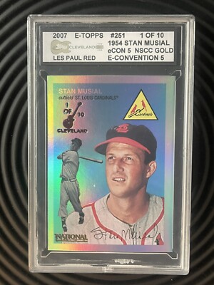 2007 E-TOPPS #251 1954 STAN MUSIAL E-CON 5 CLEVELAND LES PAUL RED NSCC ...