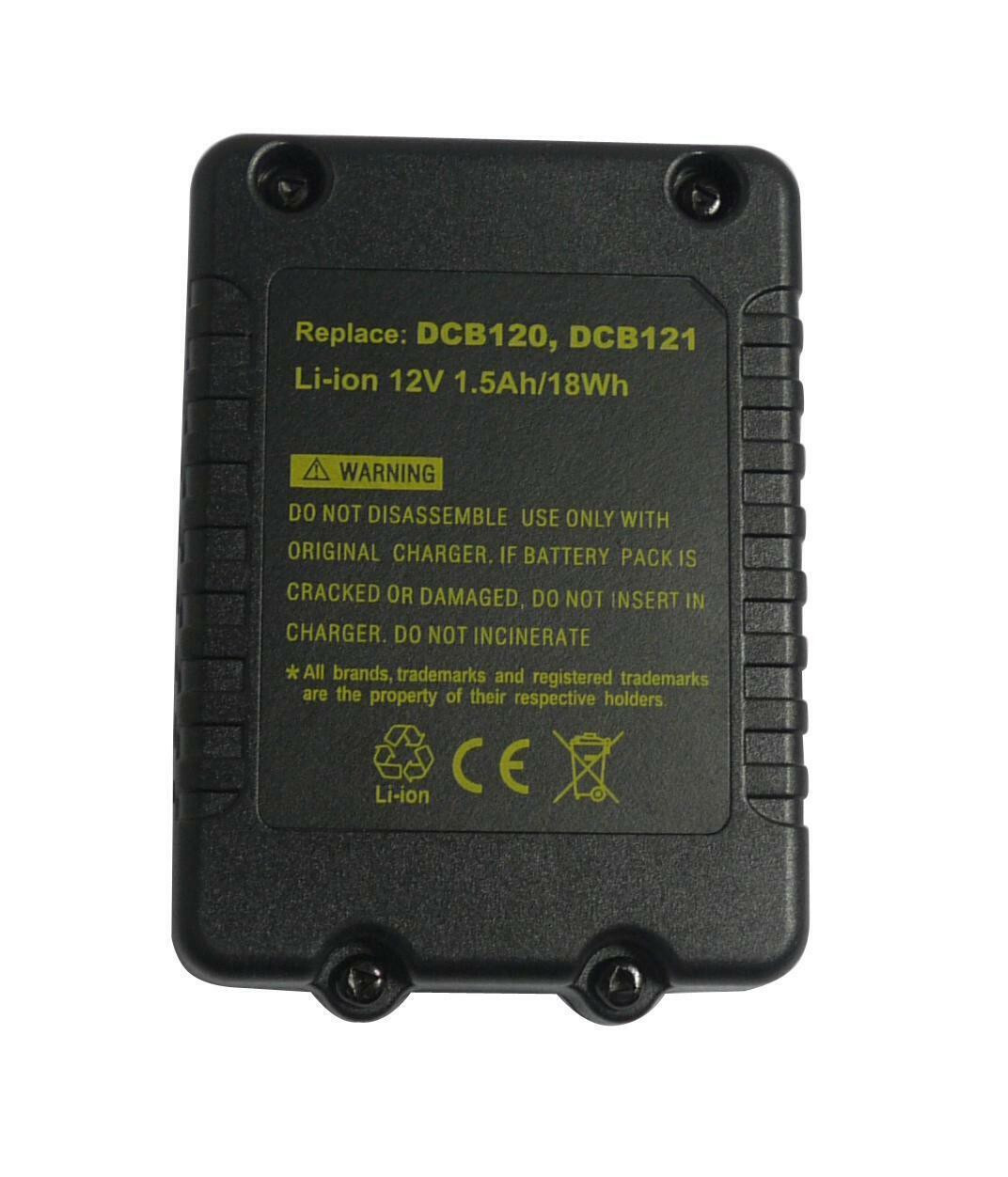 12V 1,5Ah Akku für Dewalt DCF610,DCF815S2,DCB120,DCB121,DCB123,DCB125 ...
