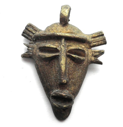 ASHANTI AKAN AFRICAN MASK PENDANT GOLD WEIGHT 1700-1900 AD Brass 28g ...