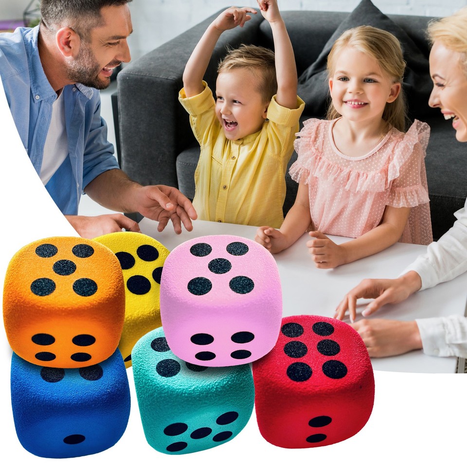 Foam Dice 6X Big Foam Dice 1.5 Inches Rounded Edge Toy for Age 3 ...