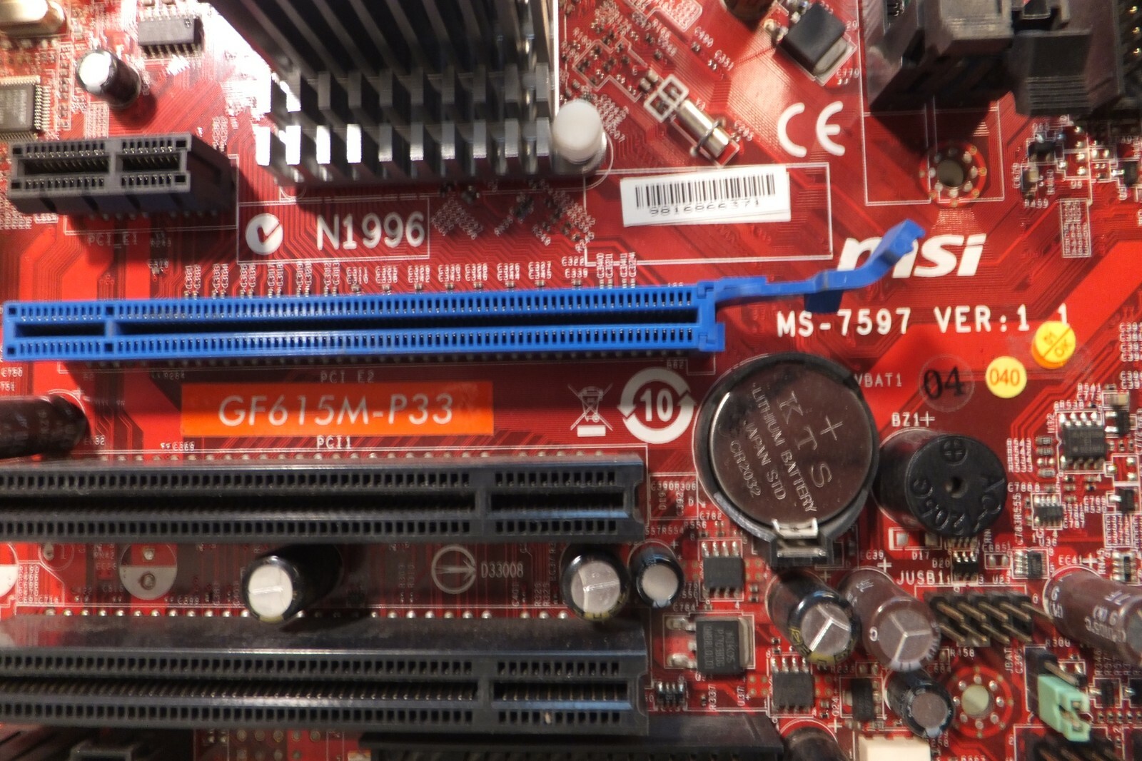 MSI GF615M-P33, MS-7597 VER:1.1., Socket AM3, AMD Motherboard +Athlon ...