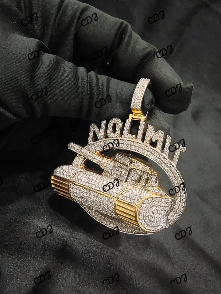 Gift 3.5ct Men's Cubic Zirconia Custom Word Pendant 925 Sterling Silver ...