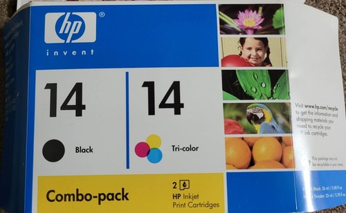2-Pack HP 14 Black & Tri-Color OEM Ink Cartridges Inkjet C5011D C5010D ...