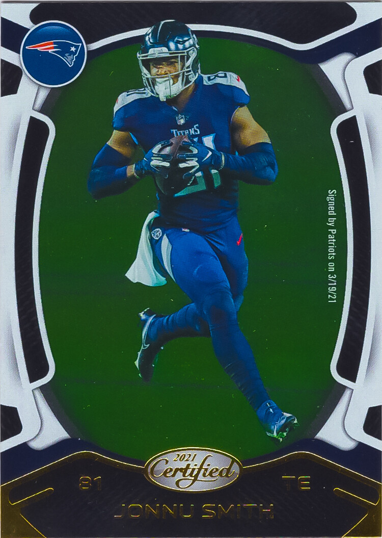 Jonnu Smith 2021 Certified Football Gold Foil Base Card #7 NE Patriots ...
