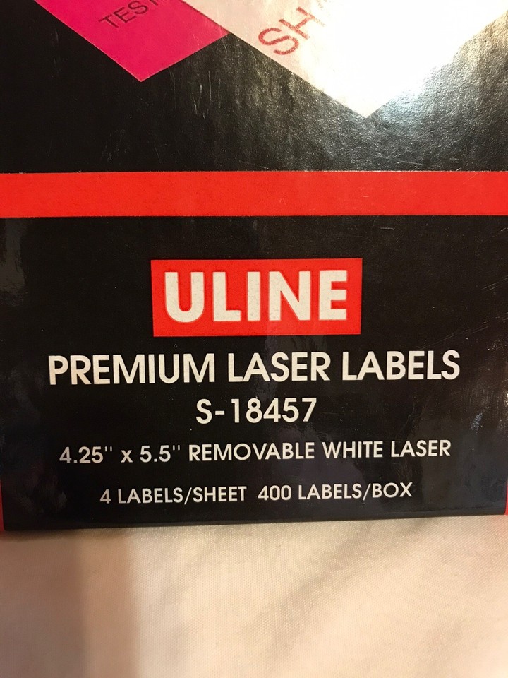 ULINE S-18457 Premium Laser Labels 4.25 x 5.5" Removable 4 per sheet ...