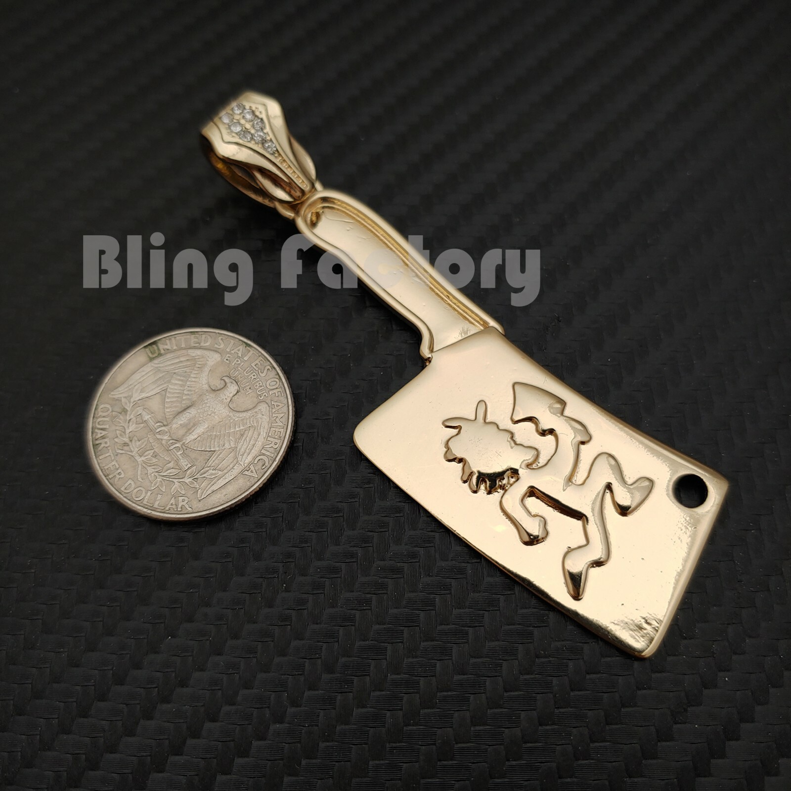 HIP HOP ICED GOLD PLATED HATCHET MAN KNIFE FASHION BLING CHARM PENDANT ...