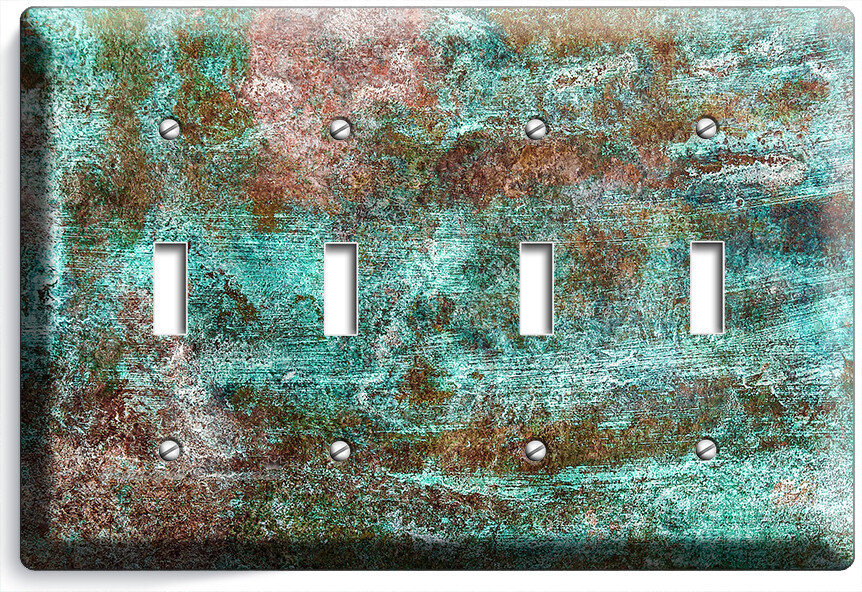 RUSTED BRONZE GREEN PATINA RUSTIC LOOK LIGHT SWITCH OUTLET WALL PLATE ...