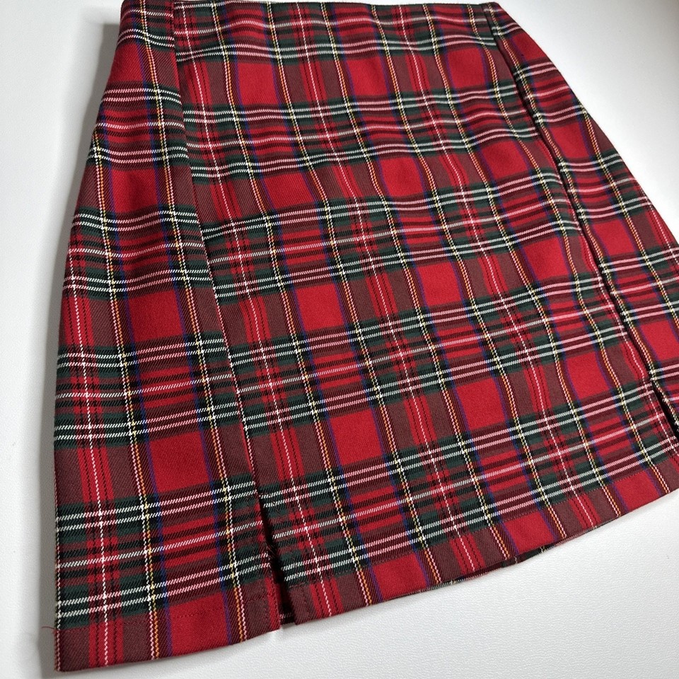 John Galt Brandy Melville Red Plaid Zip Mini Skirt Geek Preppy School ...