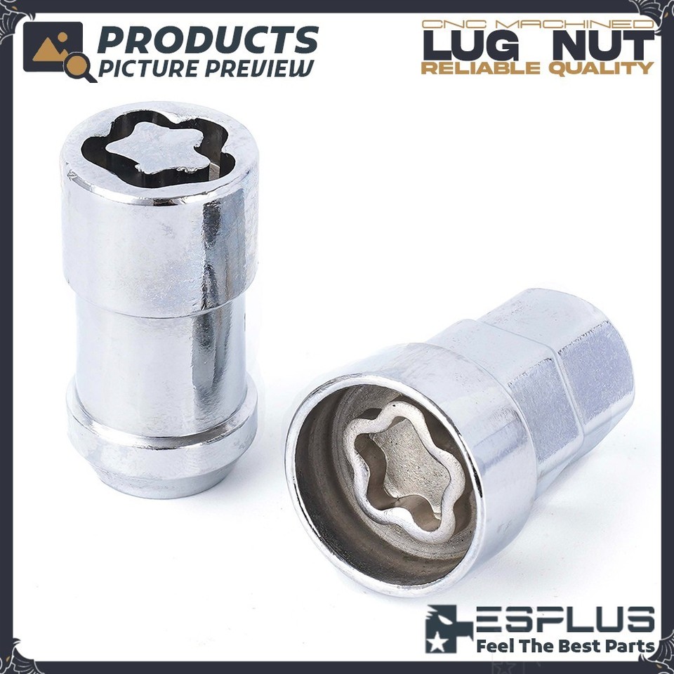 4 Pc Cadillac Wheel Lock W Key 14x1.5 Chrome Fit Newer ATS-V CT5 CT6 ...