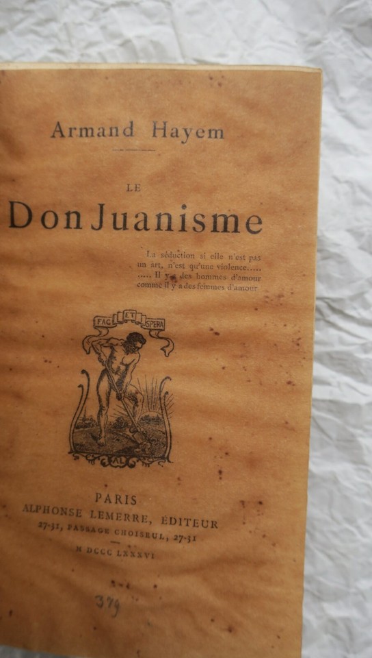 Hayem Le Don Juanisme & don Juan d'Armana 1886 | eBay
