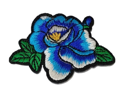 BLUE & WHITE EMBROIDERED FLOWER IRON ON Motif Patch 6cms x 4.1cms | eBay