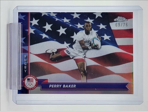 PERRY BAKER 2024 TOPPS CHROME RUGBY US OLYMPIC FLAG REFRACTOR /76 Q3704 ...