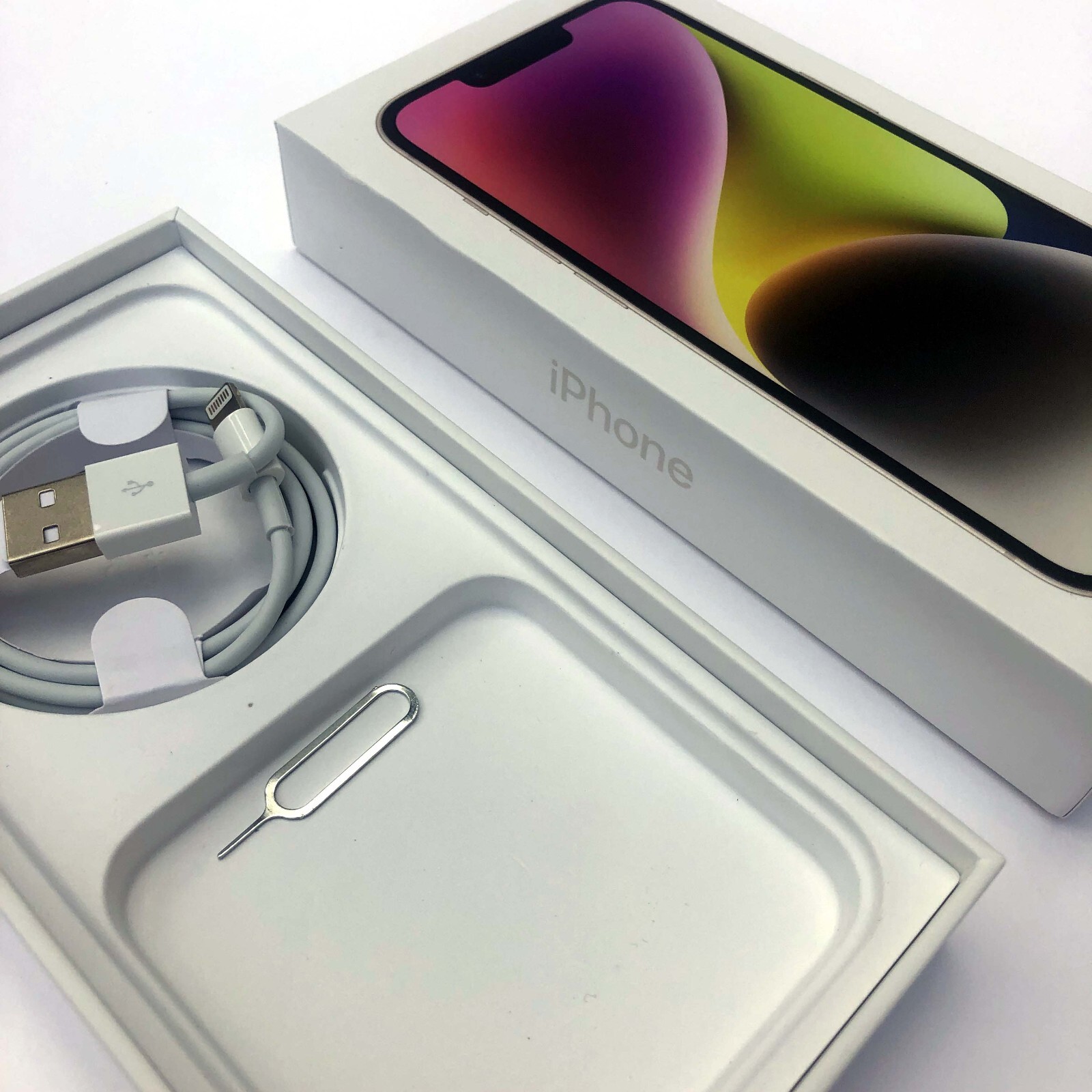 Original iPhone 14 empty box with Cable and sim key | eBay UK