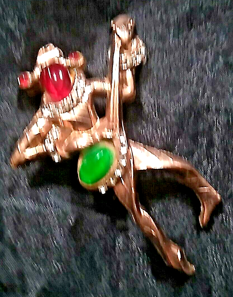 1947 URIE MANDLE HARLEQUIN BROOCH Sterling Gold Wash Vtg Mandolin Pin ...