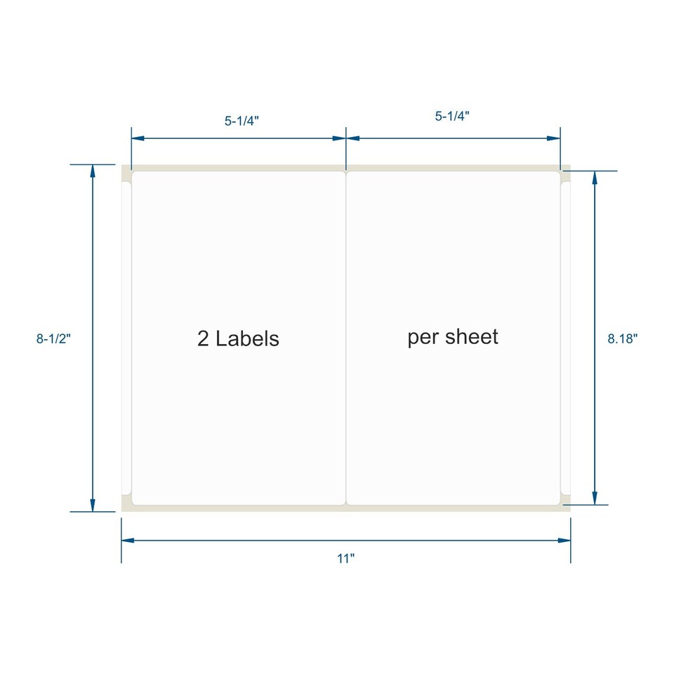 1000 8.5x5.5 Half Sheet Shipping Labels 2 per Sheet for Laser & Inkjet ...