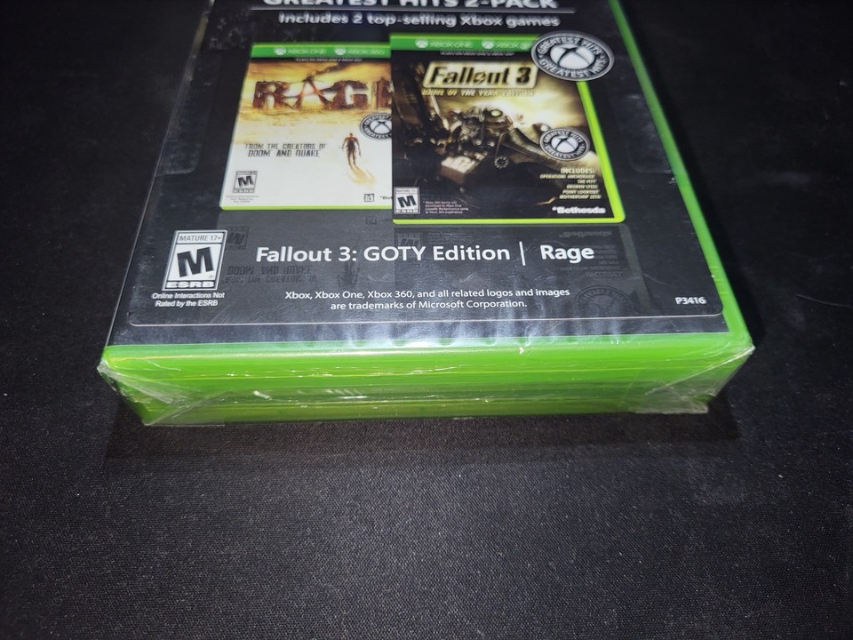 Xbox Greatest Hits 2 Pack Fallout 3 GOTY Edition/Rage Xbox 360/One NEW ...
