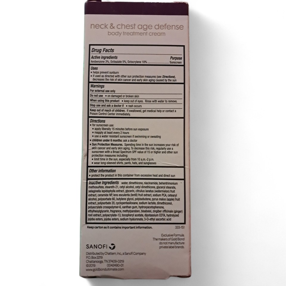 Gold Bond Ultimate Body Treatment Neck & Chest Age Defense Cream (SPF ...