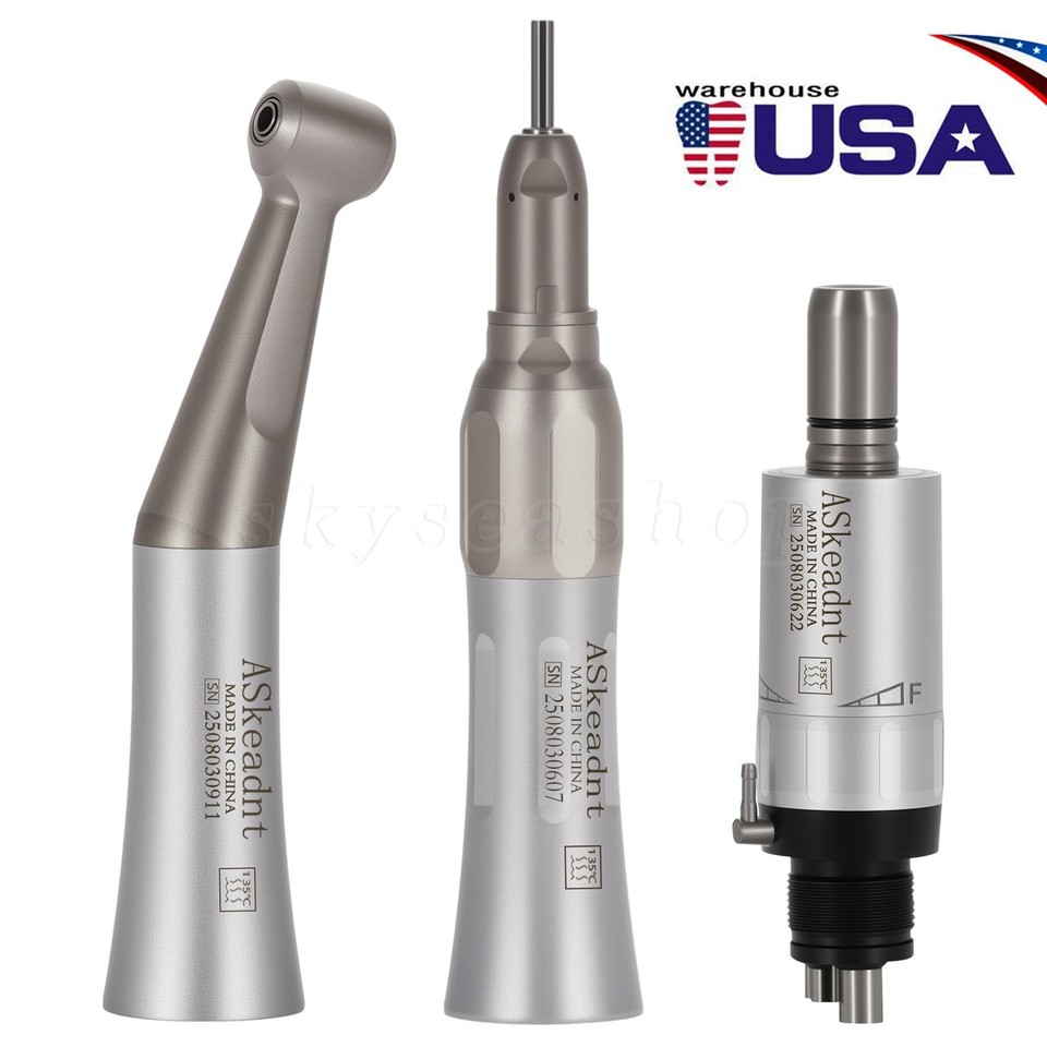 Dental Slow Low Speed Handpiece w/ Contra Angle Straight Air Motor ...