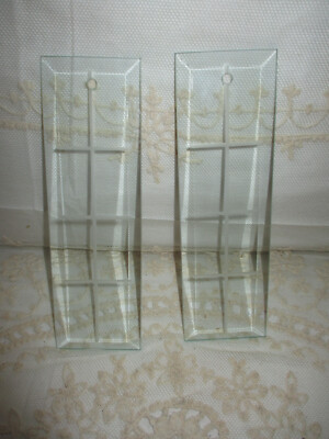 Antique Pair of French Beveled Edge with Etched Design Glass Door Push ...