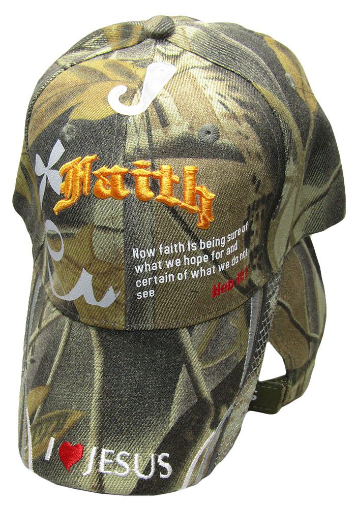 Faith Heb 11:1 I Heart Love Jesus Camo Camouflage Embroidered Cap ...