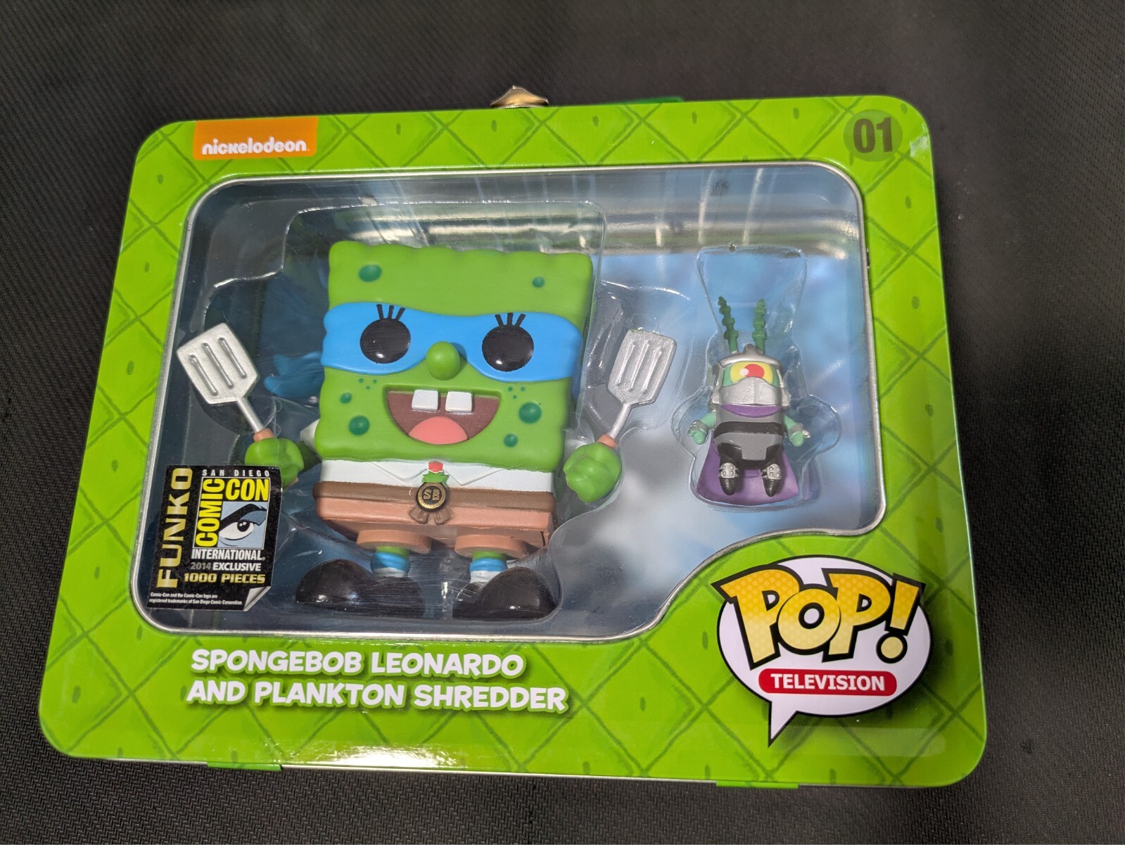 Funko Pop! Spongebob Leonardo and Plankton Shredder LE 1000 SDCC 2014 ...