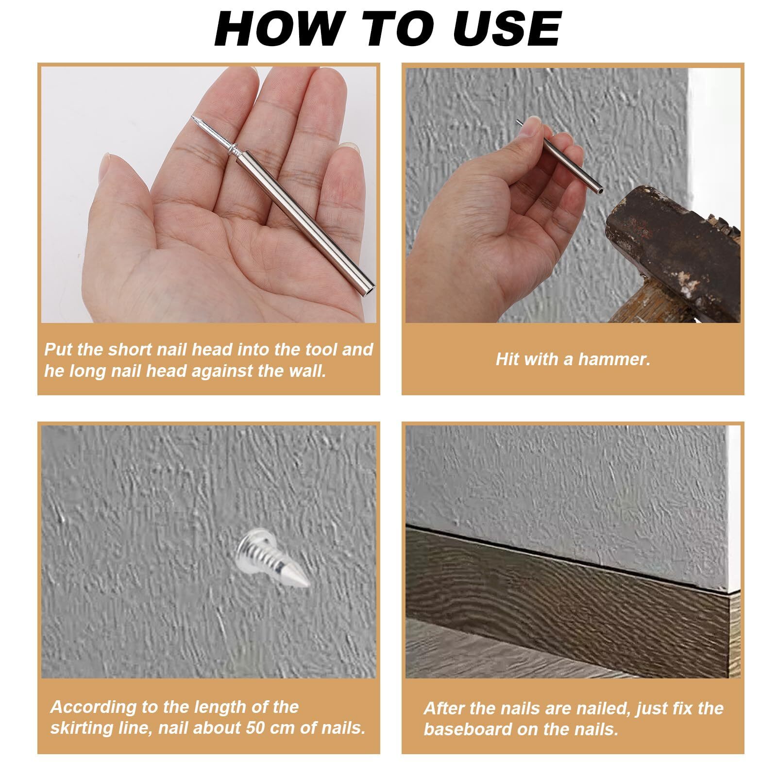 200Pcs Baseboard Seamless Nails Double-Headed Screw Skirting Line ...