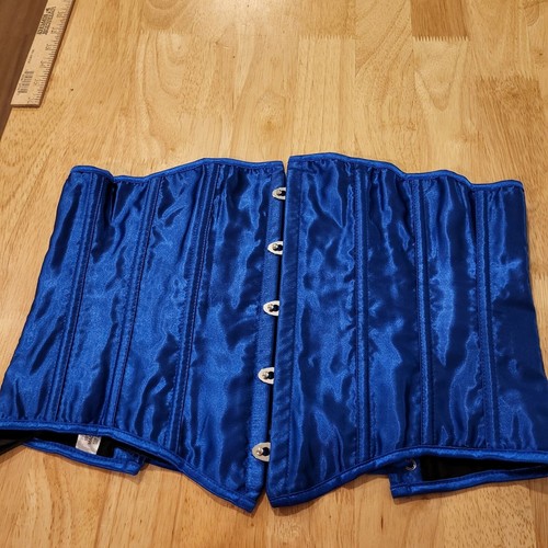 Size Medium Blue Satin Metal Busk Under Bust Corset Measurements in ...