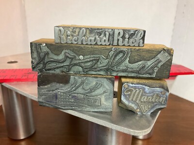Lot Vintage Wood Copper Block Letterpress Printing Decorative Rich ...