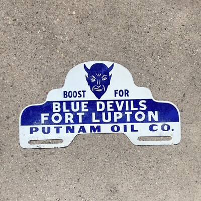 1950s Putnam Oil Co License Plate Topper Blue Devils Fort Lupton ...