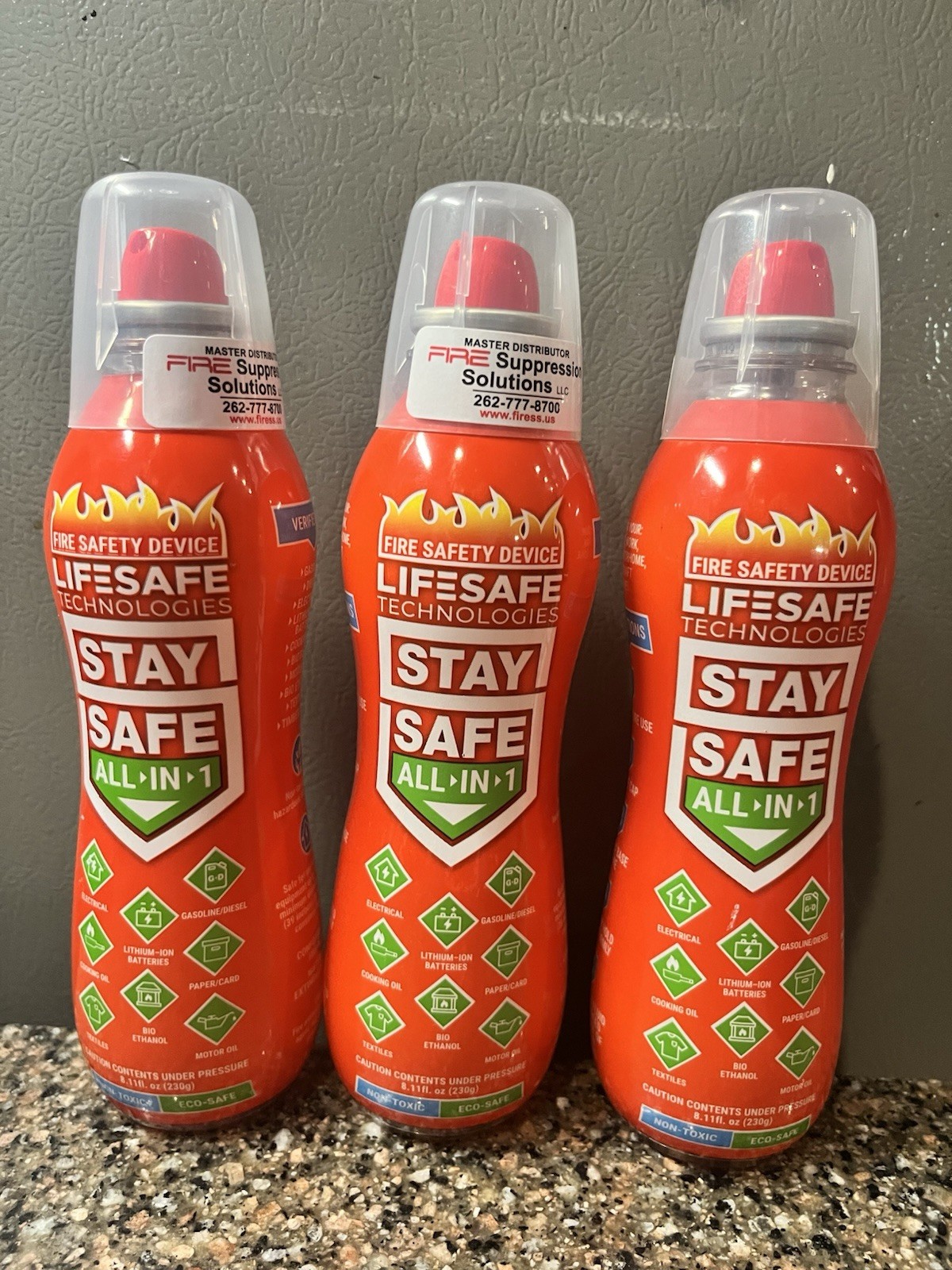 3 LifeSafe StaySafe All-in-1 Fire Extinguisher Spray for Home Kitchen ...