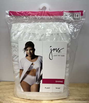 Vintage Just My Size Nylon Briefs Womens 14 Underwear Lace Accents 4 Pack Shine | eBay