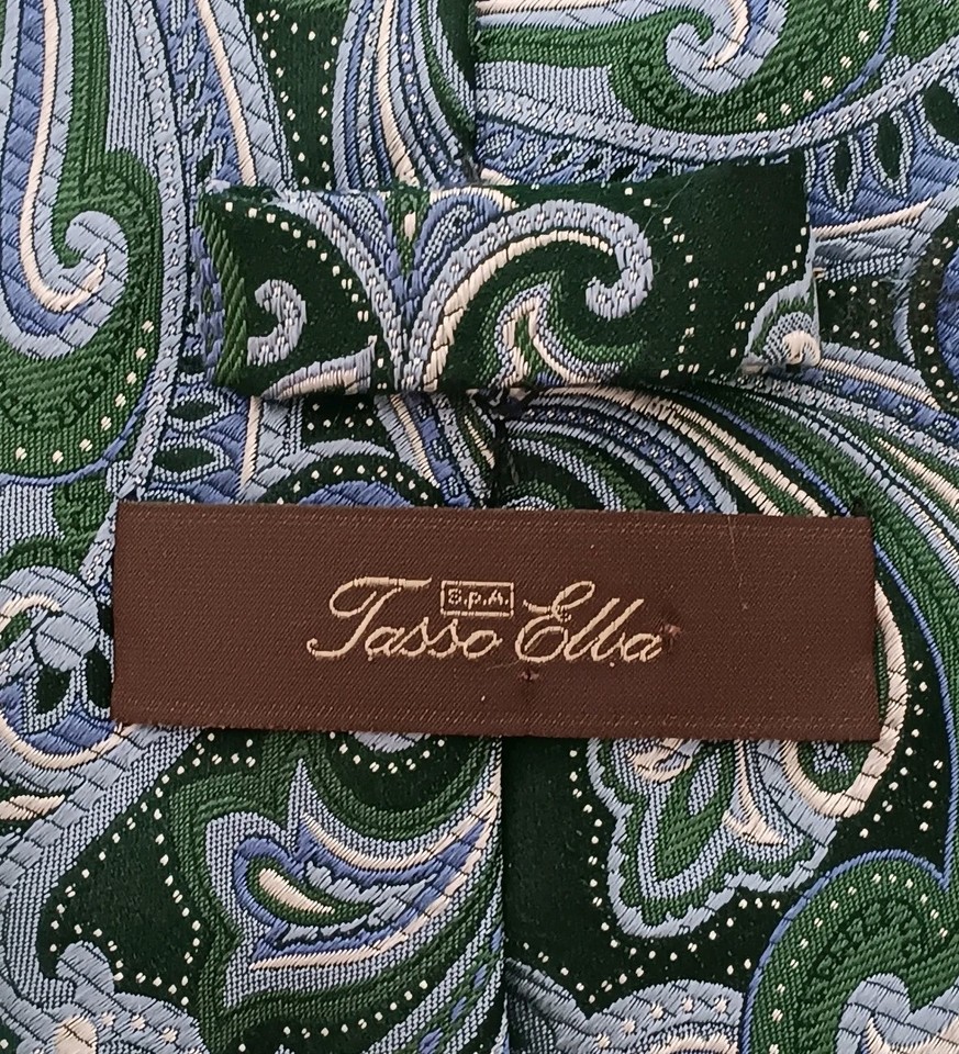 Tasso Elba 100% Silk Men's Woven Designer Tie, 60"x3.5" Blue Green Paisley | eBay