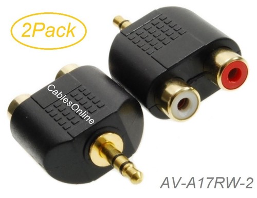 2Pack 3.5mm (1/8") Stereo Male to 2-RCA Red/White Female Audio Adapters ...