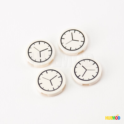 Lot of 4 LEGO White Clock Tile 2x2 Round Decorated Wall Kitchen City ...