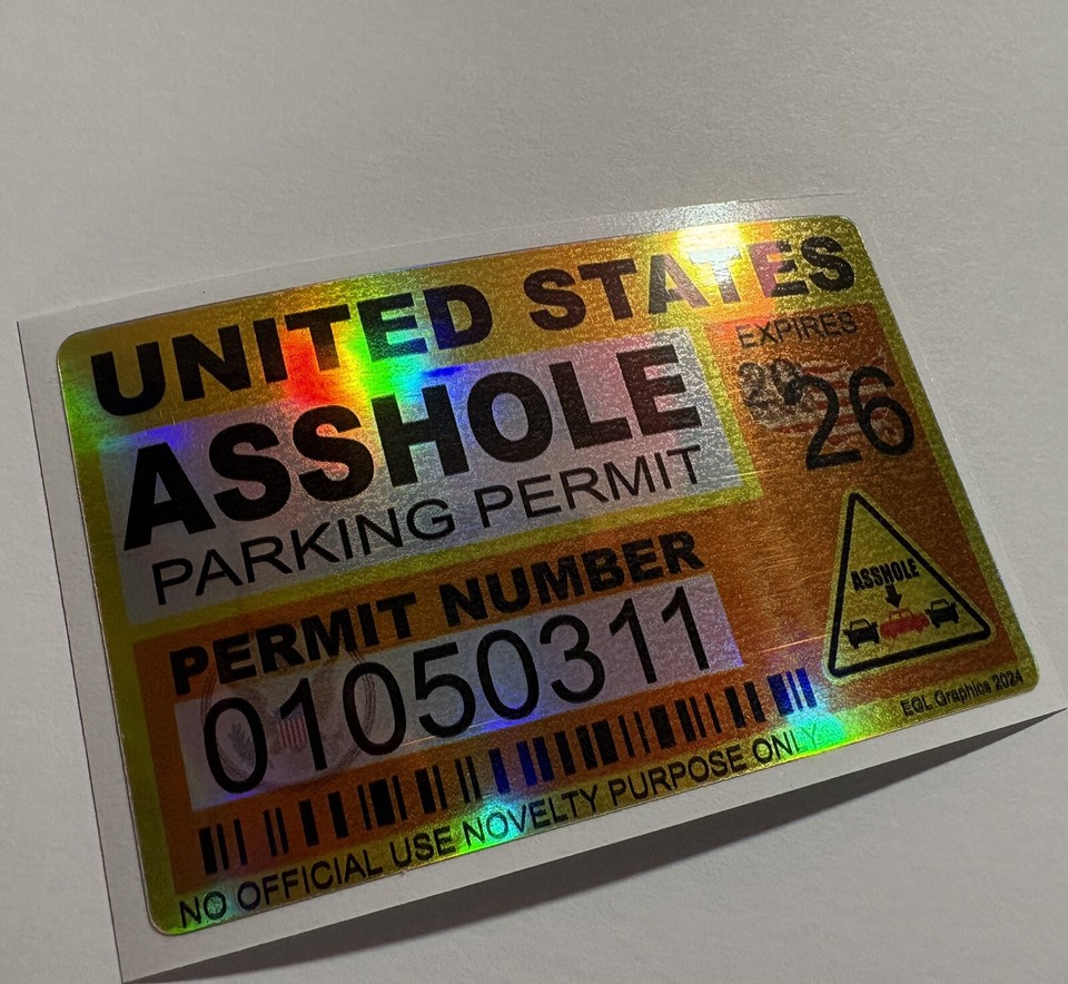 Ahole Parking Permit Decal Funny Jdm Single Joke Cooler A@shole butt ...