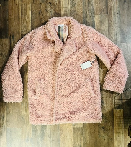 PJ Salvage Women's Pink Open Front Plush Sherpa Jacket Blazer Size M ...