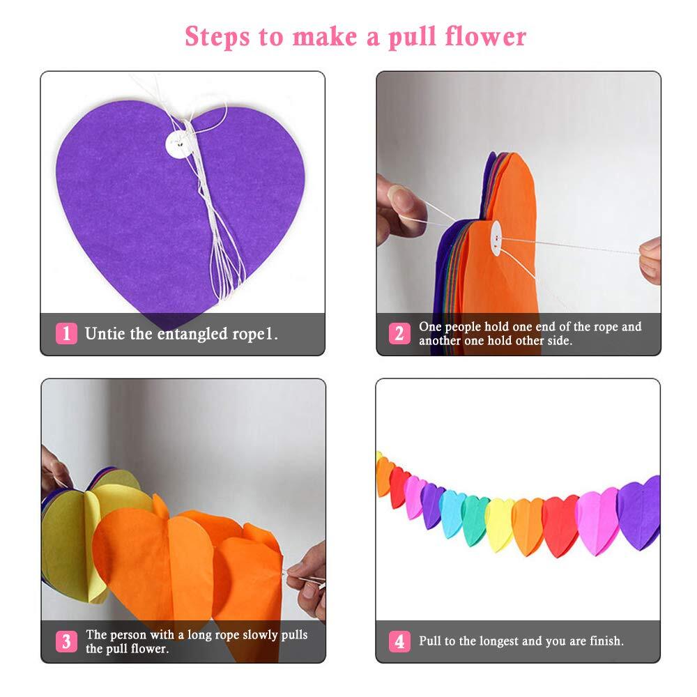 Binpeng 4 Pack Party Supplies 3D Pull flower Banners Garland for Kids ...