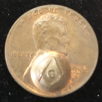 1956 D Freemasonry Penny Punch Tool Masonic Keepsake Copper Wheat Back ...