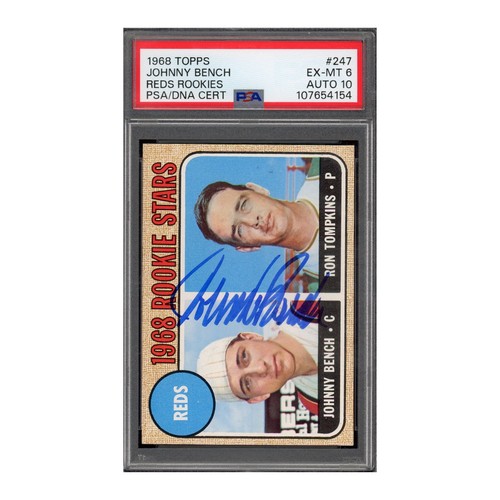 1968 Topps #247 Johnny Bench PSA 6 Auto 10 hof signed rc rookie ...