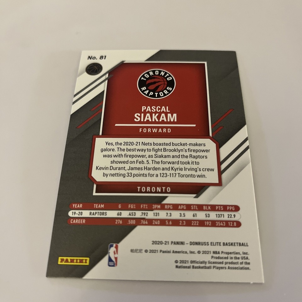 PASCAL SIAKAM 2020-21 Panini Donruss Elite #81 Basketball Cards | eBay