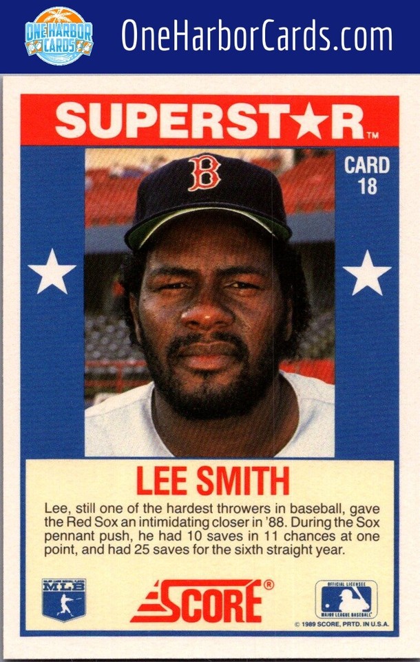 1989 Score Hottest Players Boston Red Sox Baseball Card #18 Lee Smith ...