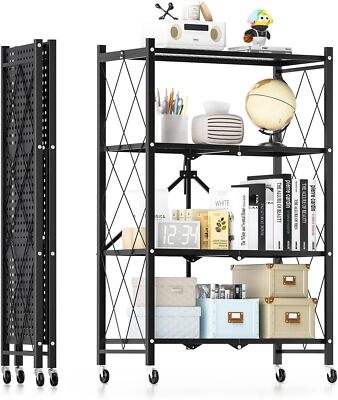 3-5 Tier Storage Shelvin Shelf Foldable Storage Shelf Wheels Garage ...