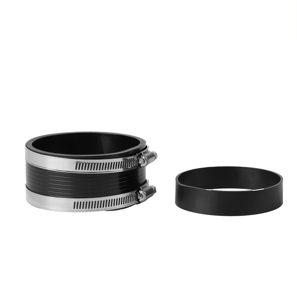 Air Intake Coupler with Clamps Black attach Pipe 4" O.D TO 4" or 4" to ...