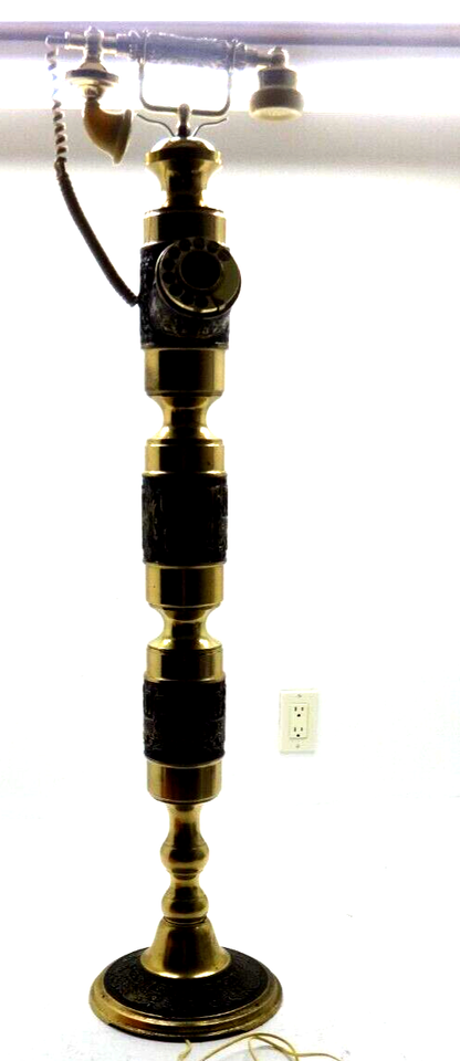 Rare vintage French rotary telephone with tall brass column stand 41 ...