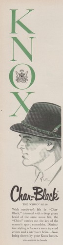 1954 Knox Hats - Chico Model - Sporty Guy Wears Fedora Style - Print Ad ...