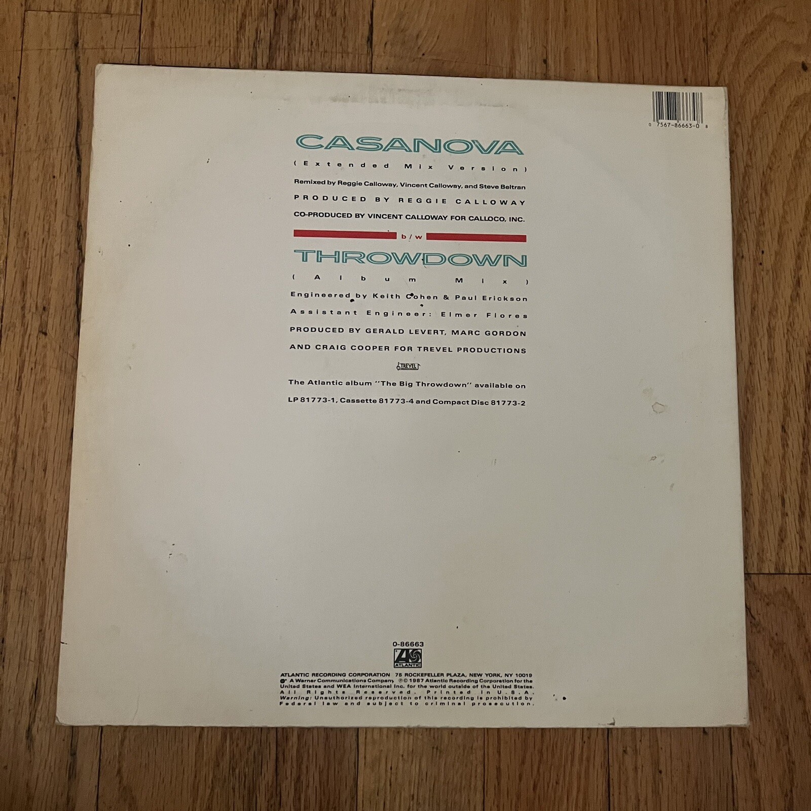 LeVert - Casanova/Throwdown Vinyl 12” Maxi Single Record 1987 Atlantic ...